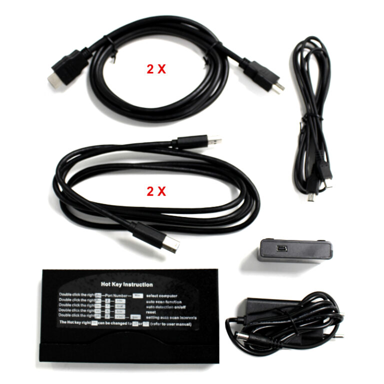 HDMI KVM Switch 4K@60With Cables – 2 ports – Gold Touch