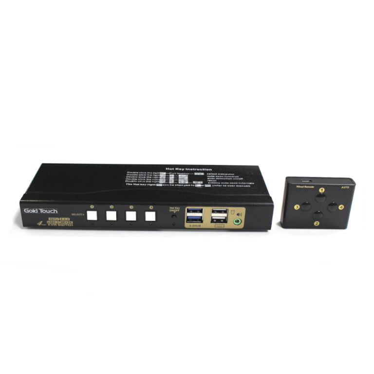 HDMI KVM Switch 4K@60With Cables – 4 ports – Gold Touch