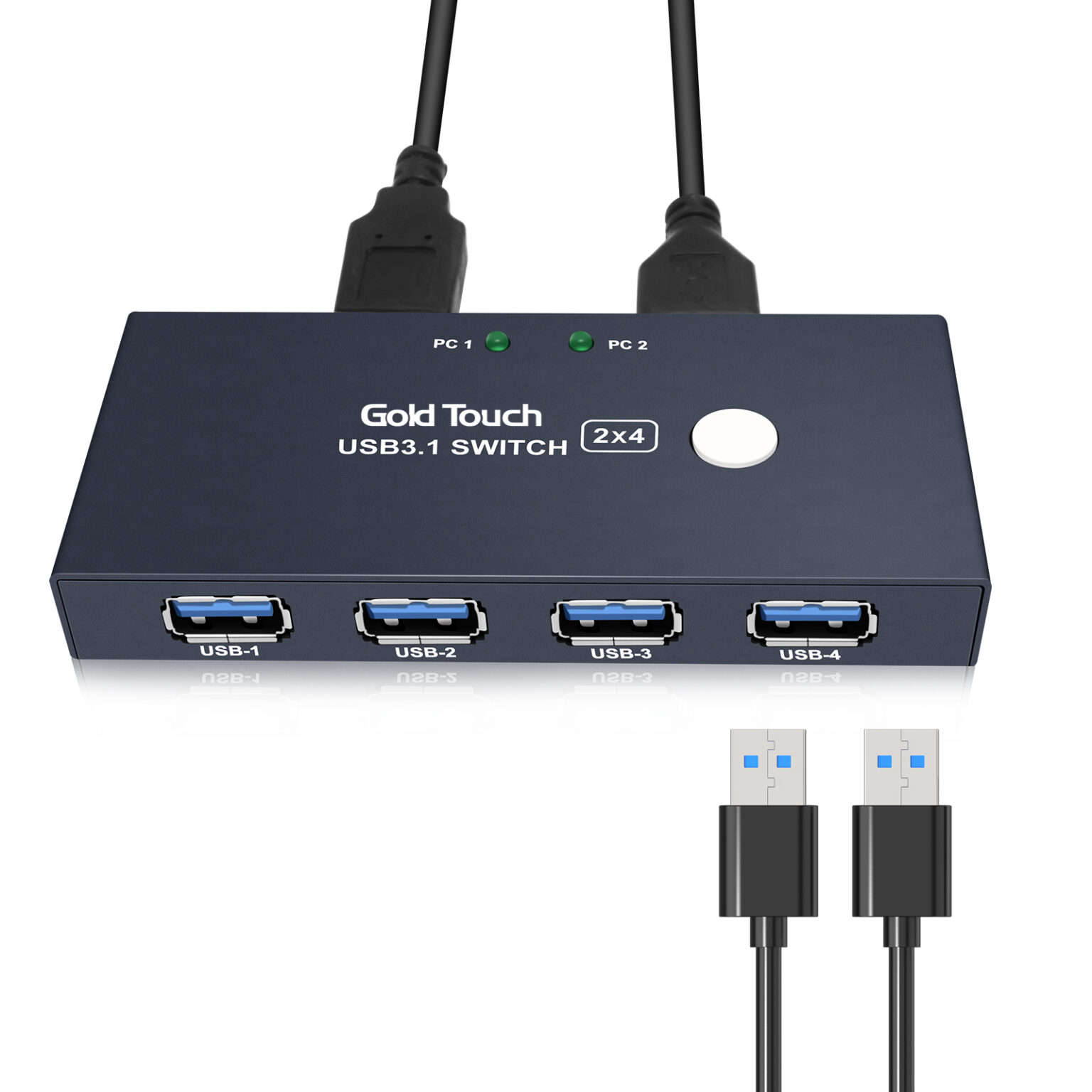 USB3.0 A Type Switch 2 ports in to 4 ports Out – Gold Touch